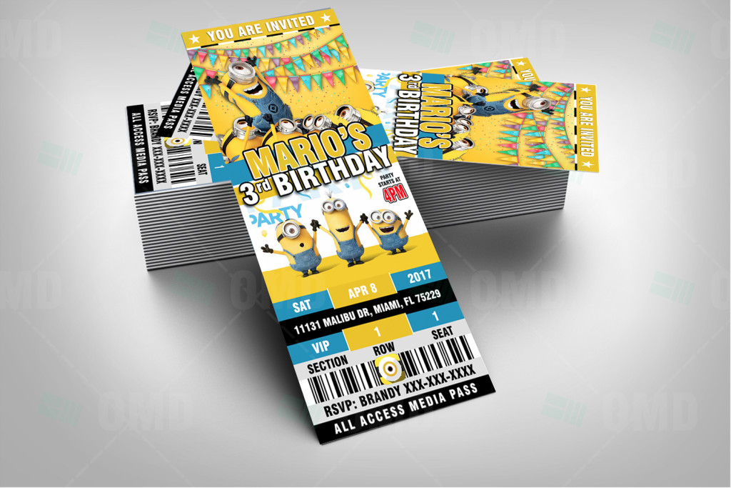 Minions Ticket Style Cartoon Invites – Cartoon Invites
