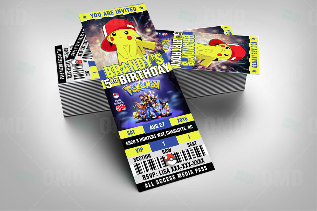 Pokemon Ticket Style Cartoon Invites – Cartoon Invites