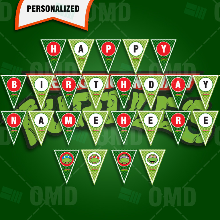 Teenage Mutant Ninja Turtles Party Pennant Banner – Cartoon Invites