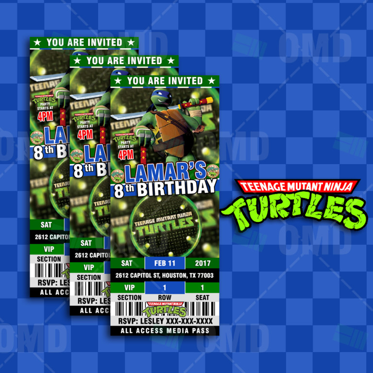 Teenage Mutant Ninja Turtles Leonardo Cartoon Party Invites – Cartoon ...