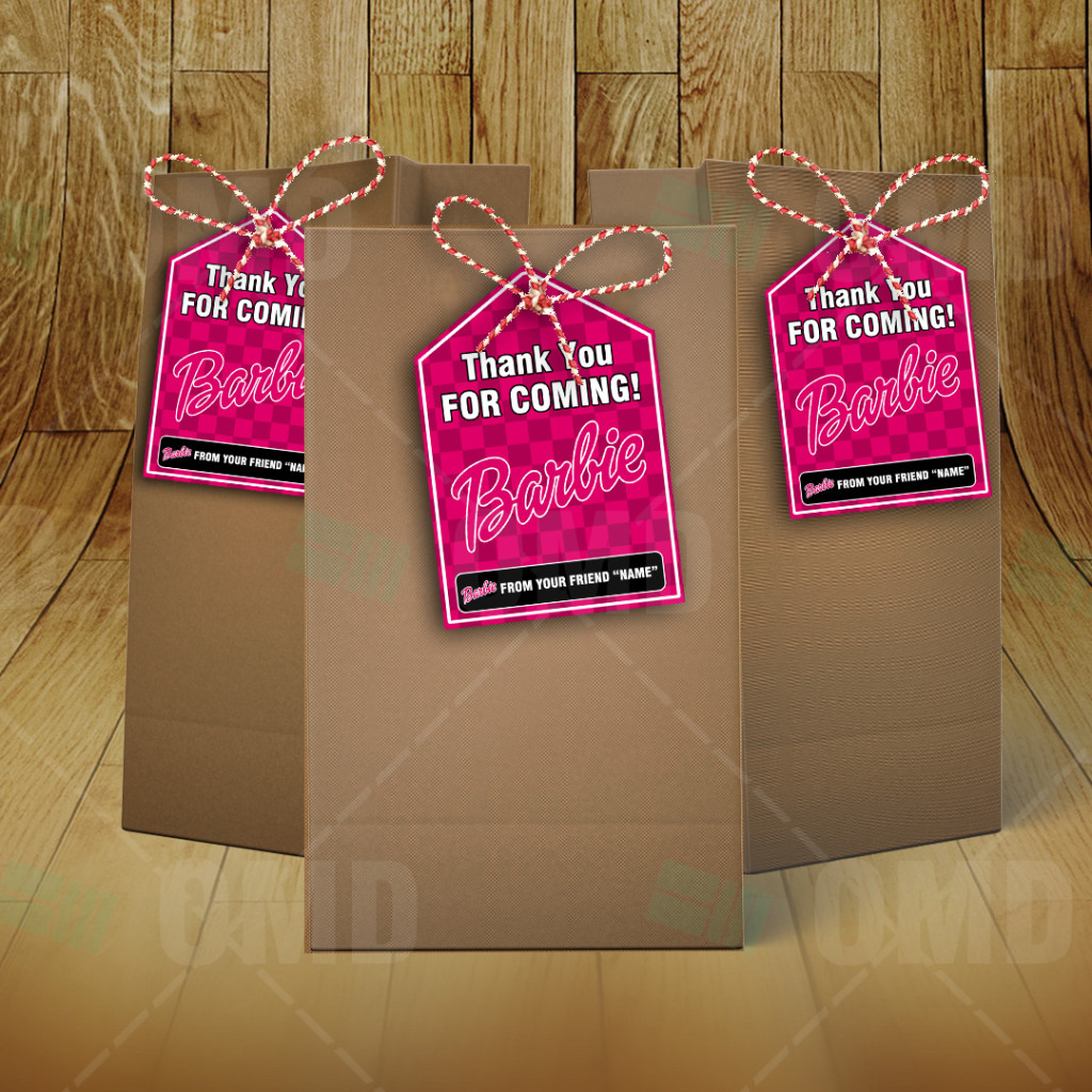Barbie Party Favors Bag Tags – Cartoon Invites