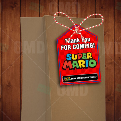 Super Mario Bros Party Favors Bag Tags – Cartoon Invites
