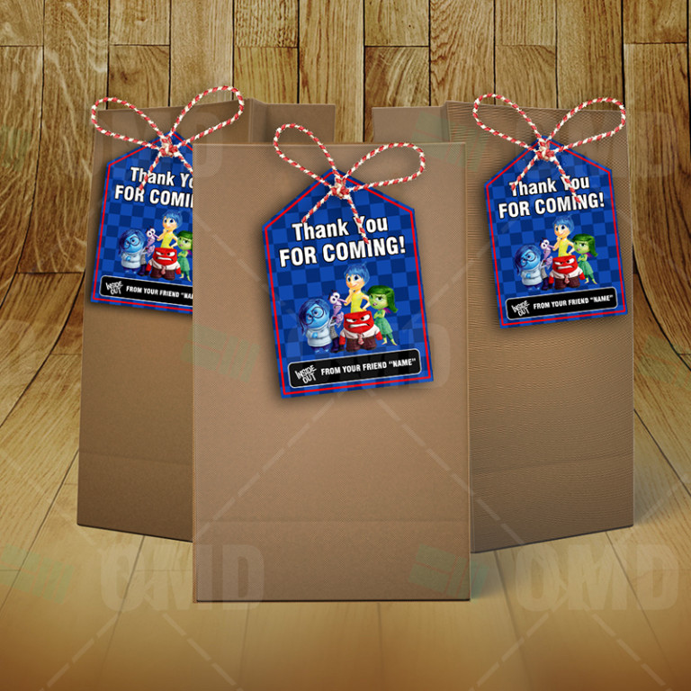 Inside Out Party Favors Bag Tags – Cartoon Invites