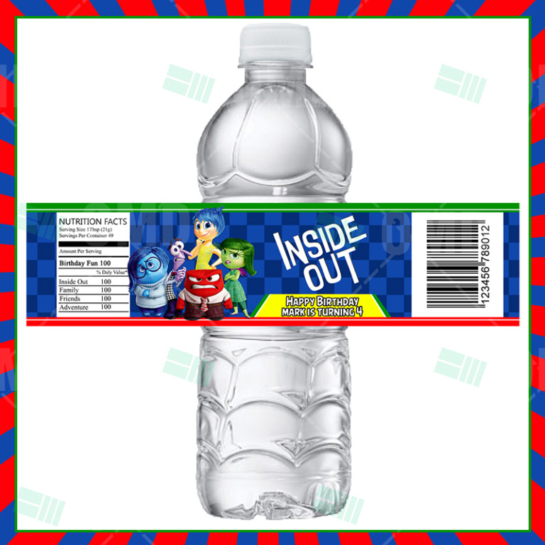 Inside Out Cartoon Party Bottle Labels – Cartoon Invites