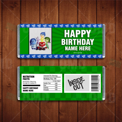 Inside Out Custom Candy Bar Wrappers – Cartoon Invites