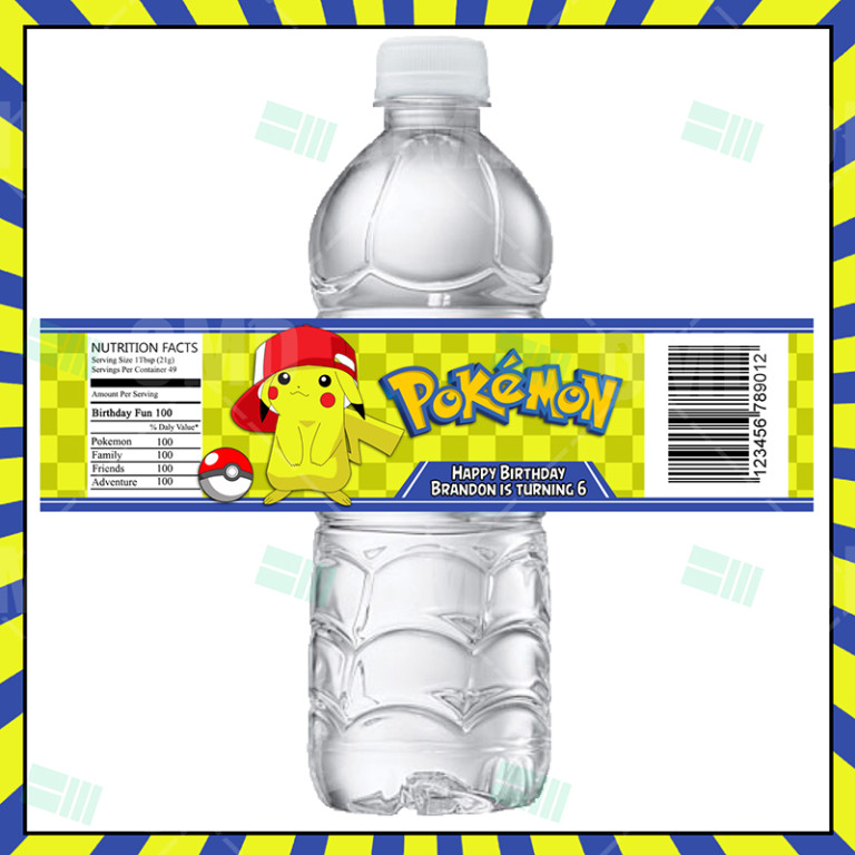 Pokemon Cartoon Party Bottle Labels – Cartoon Invites