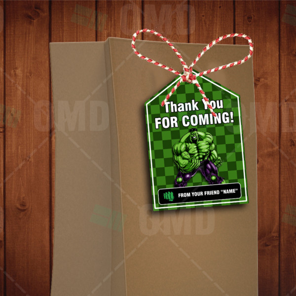 The Incredible Hulk Party Favors Bag Tags – Cartoon Invites