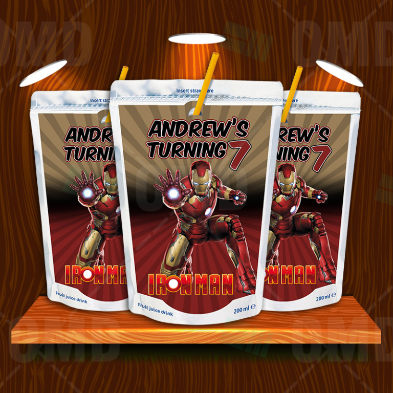 Iron Man Birthday Party Capri Sun Labels – Cartoon Invites