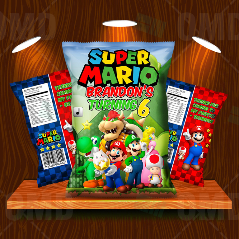 Super Mario Bros Cartoon Party Potato Chip Bags – Cartoon Invites