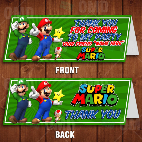Super Mario Brothers Party Favors Bag Tags – Cartoon Invites