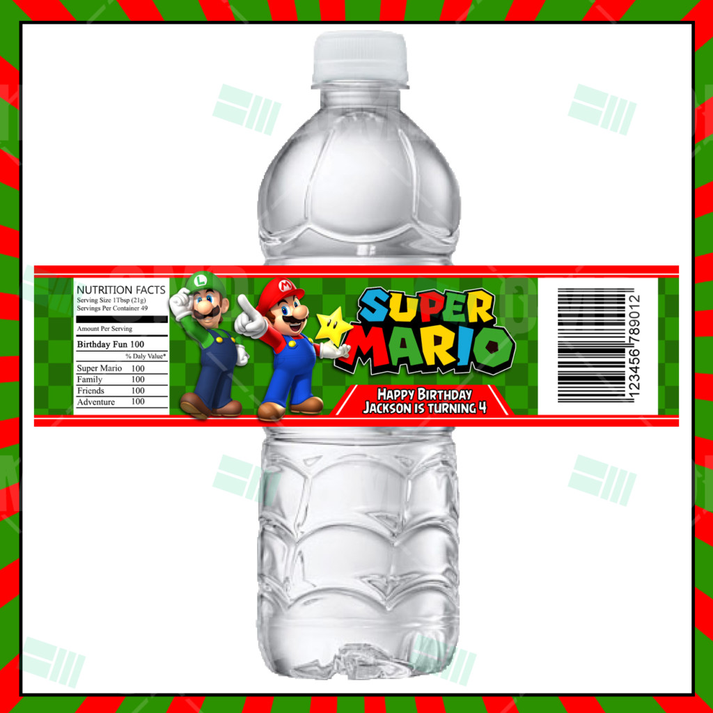 Super Mario Brothers Cartoon Party Bottle Labels – Cartoon Invites