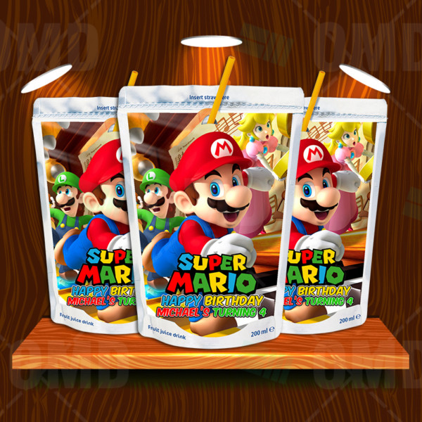 Super Mario Brothers Party Favors Bag Tags – Cartoon Invites