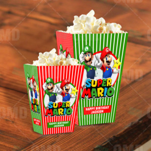 Super Mario Brothers Cartoon Party Popcorn Boxes – Cartoon Invites