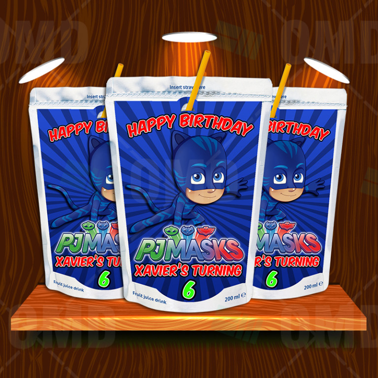 PJ Masks Birthday Party Capri Sun Labels – 4 Designs – Cartoon Invites