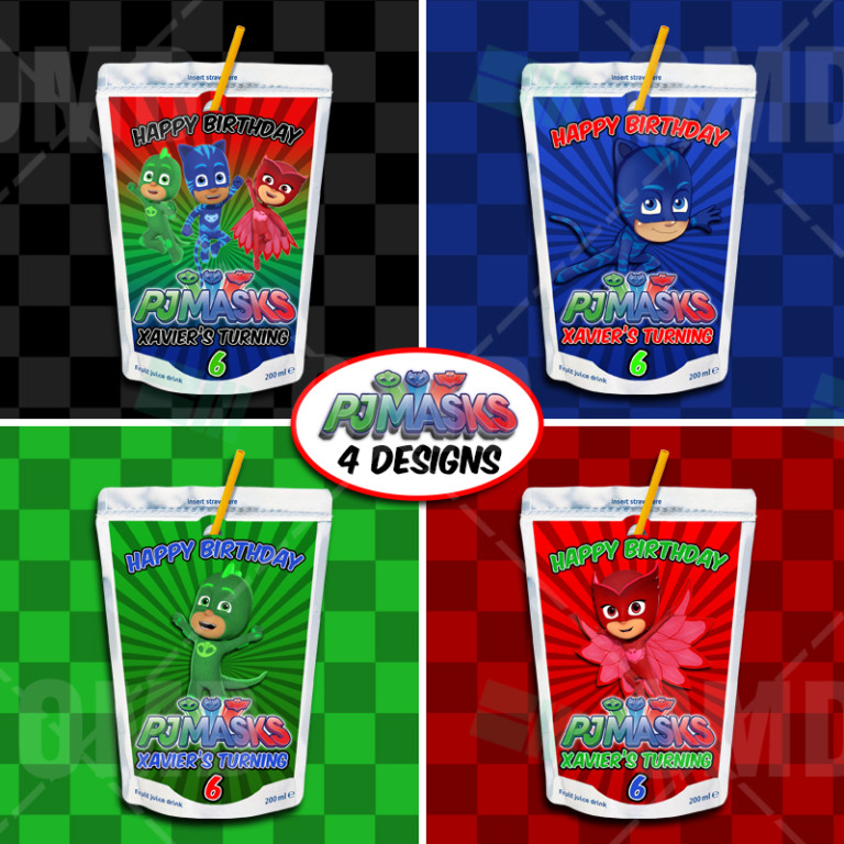 PJ Masks Birthday Party Capri Sun Labels – 4 Designs – Cartoon Invites