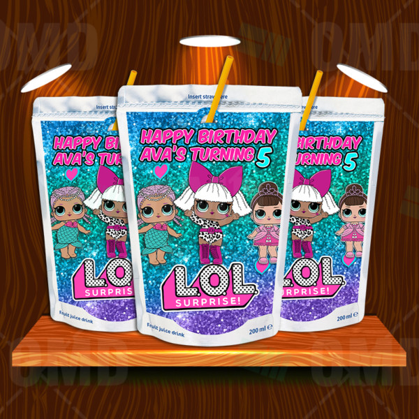 LOL Surprise Dolls Capri Sun Birthday Party Labels – Cartoon Invites