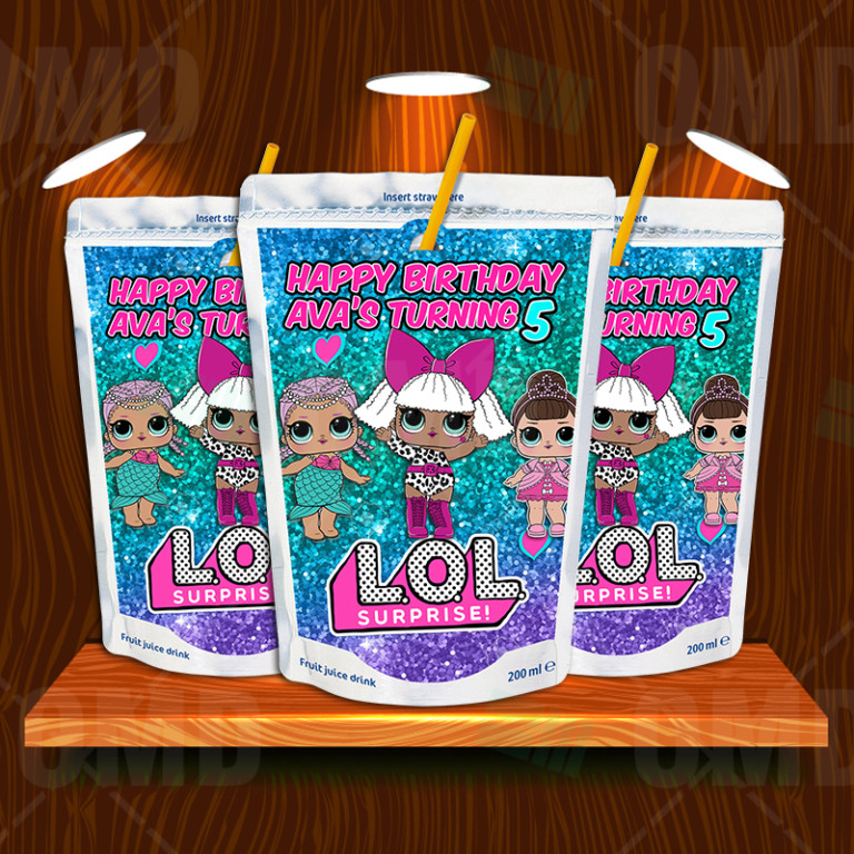 LOL Surprise Dolls Capri Sun Birthday Party Labels – Cartoon Invites
