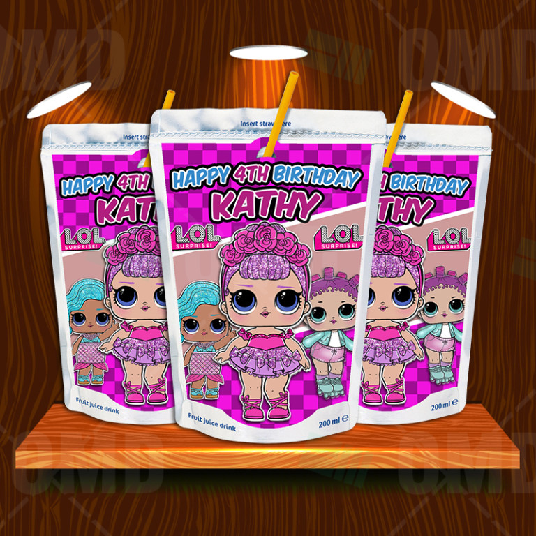 LOL Dolls Capri Sun Surprise Birthday Party Labels – Cartoon Invites