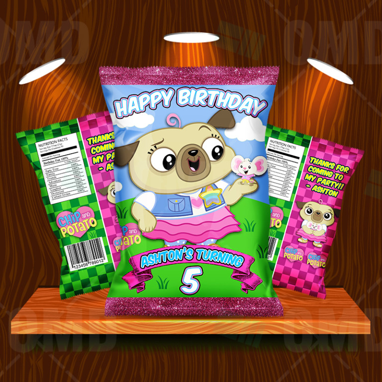 Chip and Potato Birthday Party Potato Chip Bags – Cartoon Invites