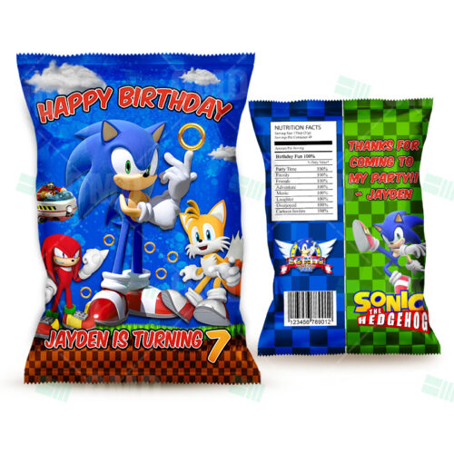 Sonic the Hedgehog Birthday Party Potato Chip Bags – Cartoon Invites